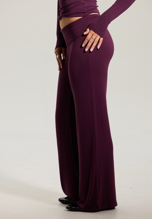 Fold Over Wide Leg Pants – Klassy Network