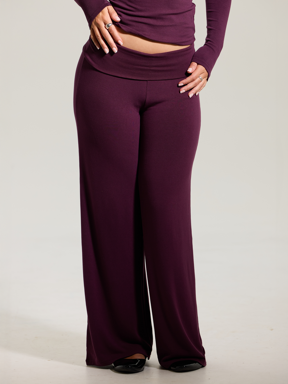 Fold Over Wide Leg Pants – Klassy Network